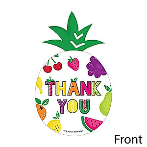 Big Dot of Happiness Tutti Fruity - Shaped Cards - Frutti Summer Baby Shower or Birthday Party Thank You Note with Envelopes - Set of 12