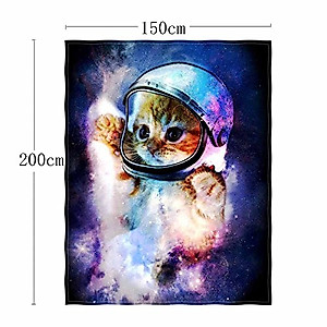QH Galaxy Cat Printing Velvet Plush Throw Blanket Comfort Design Home Decoration Fleece Blanket Perfect for Couch Sofa or Travelling 58" x 80" (2)