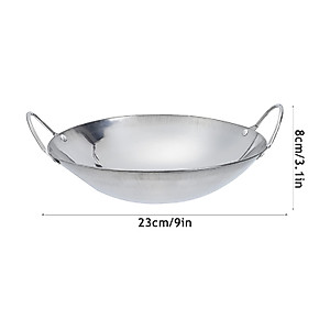 GANAZONO 9 Inches Wok Pan Stainless Steel Everyday Pan Non- Stick Stir Fry Pan Scratch Proof Cookware for Cooking Utensils Griddle and Hot Pot