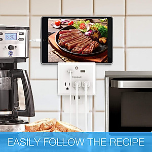 Multi Plug Outlet Extender with USB Wall Charger and Night Light, 3 Electrical Outlet Splitter 2 USB Phone Charger Wall Plug for Cruise Essentials, Multiple Power Outlet Expander with Charging Station