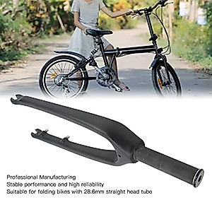 Uxsiya Road Bike Front Fork, 20 Inch 4.37in Top Tube Stable Professional Lightweight Mountain Bike Fork 3K Matte for Folding Bike