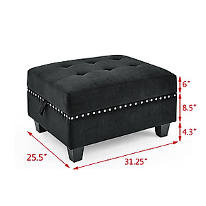 Prohon, Includes Three Two Oversized Sectional Sofa L-Shape Modular Couch with 3 Single Chair, 2 Corner and 2 Ottoman, DIY Combination Convertible Sleeper for Living Room/Bedroom/Office, Black