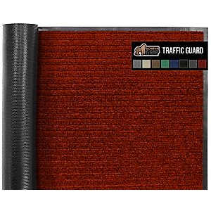 Gorilla Grip Traffic Guard Door Mat, 72x48, Heavy Duty Welcome Mats, Commercial Office Space Doormat, Waterproof, Fade Resistant, Strong Rubber Backing, Low Profile, Shoe and Boot Scraper, Red