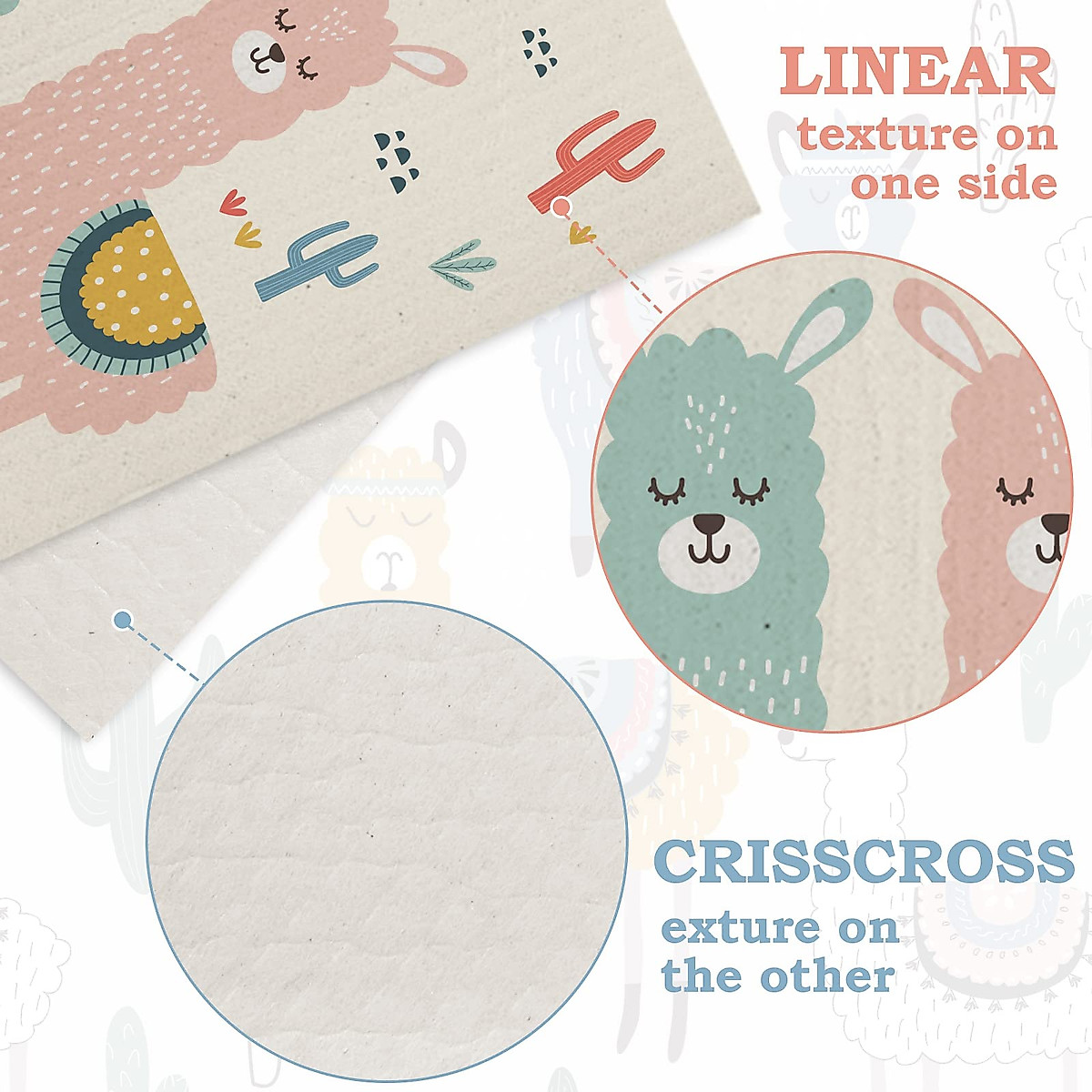 AnyDesign Alpaca Swedish Kitchen Dishcloth Cute Animal Absorbent Cotton Kitchen Towel Cleaning Dishcloths for Party Home Housewarming Cleaning Counter Wipes, 7 x 8 Inch, 6Pcs