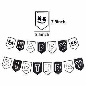 50 Pcs Marshmellow DJ Birthday Party Supplies, DJ Game Party,Ideal for Kids Gamer Fans Gaming Theme Party Decorations Favors,1Banner,24 Cupcake Topper,1 Cake Topper,24 Balloons