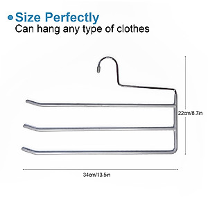 HAOYIJIA Pants Hangers 4 Pack, Multi Hangers for Pants and Jean 3 Tier Non Slip Metal Pants Hangers Space Saving, Clothes Closet Storage Organizer for Pants Jeans Skirts Tie Trousers Scarf