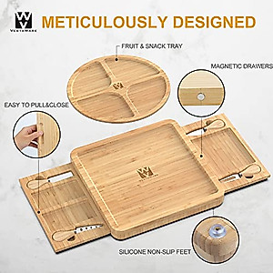Vestaware Charcuterie Boards Gift Set, Large Charcuterie Board Set with Round Fruit Plate, Cheese Boards Charcuterie Boards - Wedding Gifts for Couple, Bridal Shower Gift, House Warming Gifts New Home