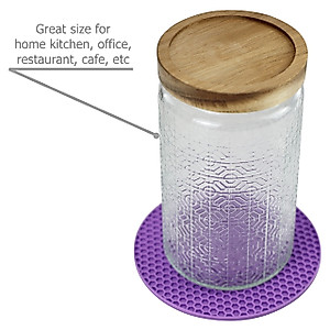 EIKS Glass Storage Jars Airtight Containers with Wooden Lid, Scoop & Protection Mat for Storing Candy Coffee Beans Tea Cookie Nuts, Capacity 1000ml