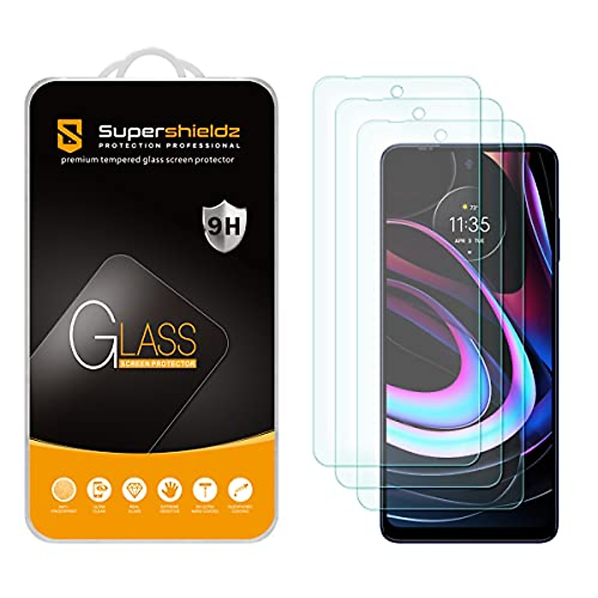 Supershieldz (3 Pack) Designed for Motorola Edge (2021) / Motorola Edge 5G UW Tempered Glass Screen Protector, Anti Scratch, Bubble Free