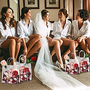 Queekay 8 Pcs Clear Gift Bags with Handle I Do Crew Bachelorette Bags Bridesmaid Gift Bags with Tissue Paper Transparent PVC Reusable Plastic Gift Bags Bulk for Wedding Day Bridal Party Shower Gifts