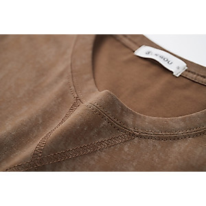 KLIEGOU Men's T-Shirts - Elasticity Cotton Crew Neck Tees 2166 Khaki XXXL