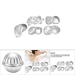 DIY Molds Aluminium, Metal Bath Bomb Molds, DIY Bath Bomb Mold Kit, DIY Bathtub Bomb Molds with Sea Creature Shapes, Soap Molds, Cake Molds, Candle Molds for Fizzy Bombs(9)