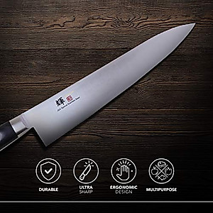 JCK ORIGINAL Kagayaki Japanese Chef’s Knife, KG-5ES Professional Gyuto Knife, VG-1 High Carbon Japanese Stainless Steel Pro Kitchen Knife with Ergonomic Pakka Wood Handle, 7 inch