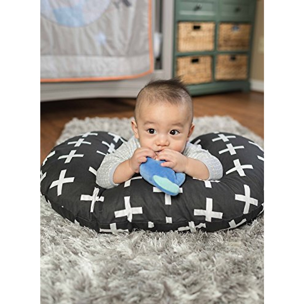 Mila Millie Premium Quality Nursing Pillow Cover Nordic Swiss White Cross Unisex Design Slipcover - 100% Cotton Hypoallergenic - Great for Breastfeeding Mothers - Fits Boppy Pillow