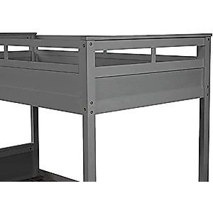 ATH-S Twin Over Twin Bunk Bed, Bunk Bed Frame with Storage Drawers, Wooden Twin bunk Bed with Safety Rail Ladder, Grey (Color : Grey with Trundle, Size : Full Over Full)