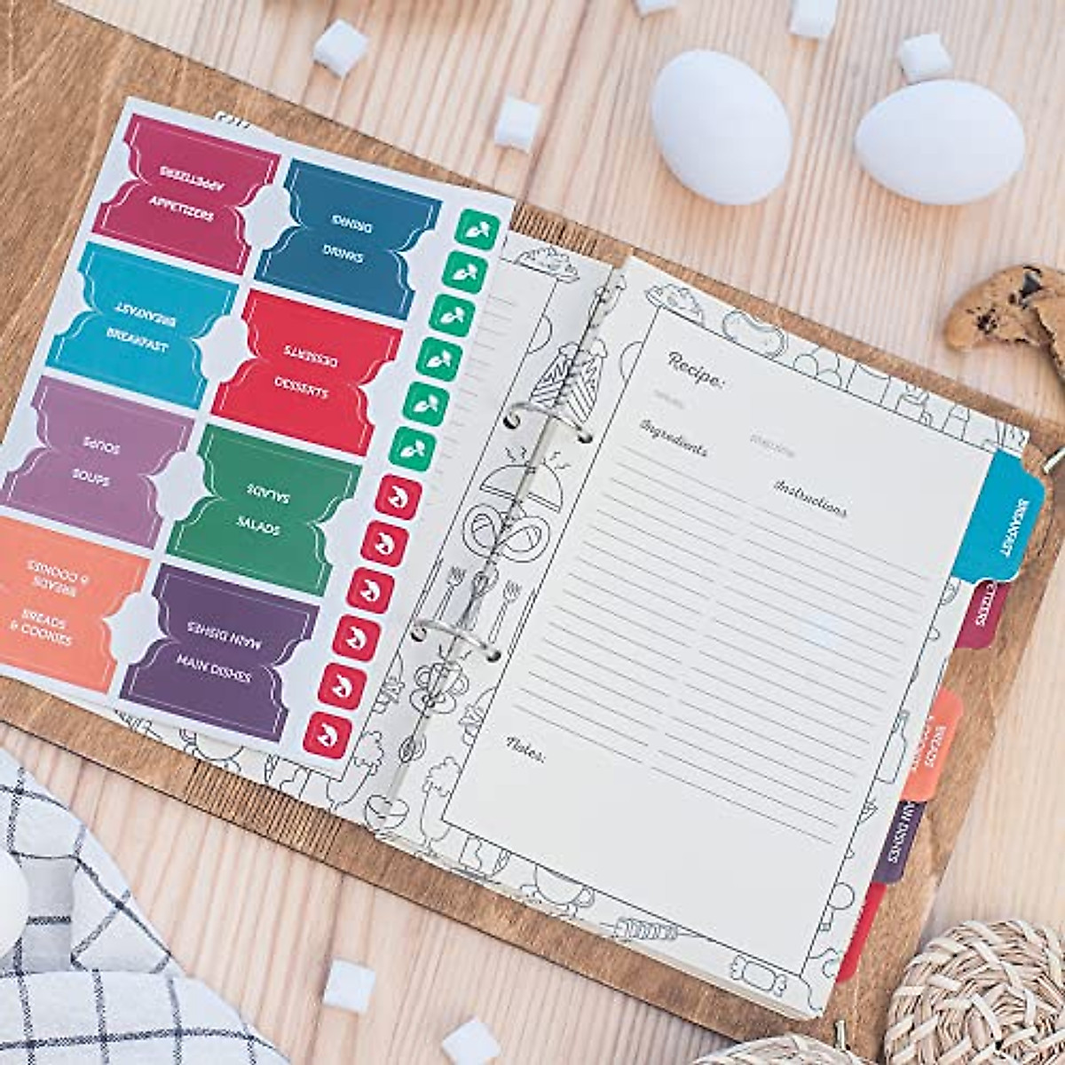 Personalized Recipe Book To Write In Your Own Recipes - Blank Recipe Binder Cookbook - Family Recipe Book Organizer (Large)