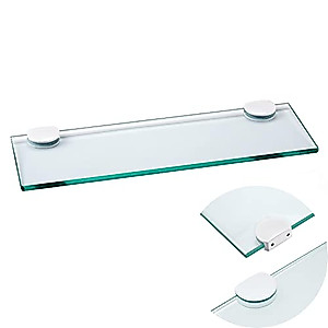 APROTOSS 16 inch Glass Shelf for Bathroom with Heavy Duty Brackets White , Glass Floating Shelf Brackets-Stainless Steel Die Metal - Cast Accessories , Wall Mounted Clear Glass Bathroom Shelf