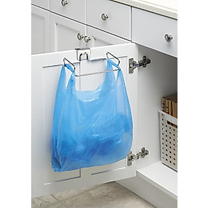 Over-The-Cabinet Plastic Bag Storage and Grocery Bag Holder, Kitchen Storage - Chrome