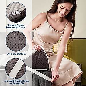 2 Inch 7-Zone Memory Foam Mattress Topper Queen with Bamboo Cover, Cooling Gel-Infused Swirl Egg Crate Memory Foam, Standard 100 by Oeko-TEX Certified, Blue