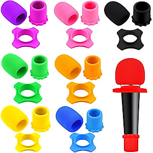 8 Set Shakeproof Wireless Handheld Microphone Protection Silicone Ring Anti Rolling Bottom Rod Sleeve Holder Microphone Windscreen Microphone Covers Foam Microphone Filter for KTV Mic Device, 8 Colors