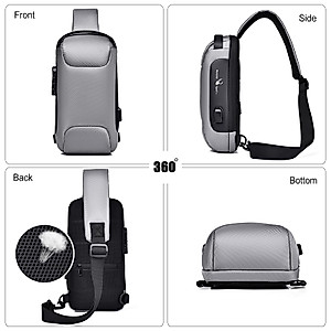 FANDARE Anti-Theft Sling Bag Chest Shoulder Backpack Crossbody Bags for Men Women Cover Pack Hiking Small Rucksack with USB Charging Port for Business Travel Hiking Bicycle Sport Gym Pack New Blue