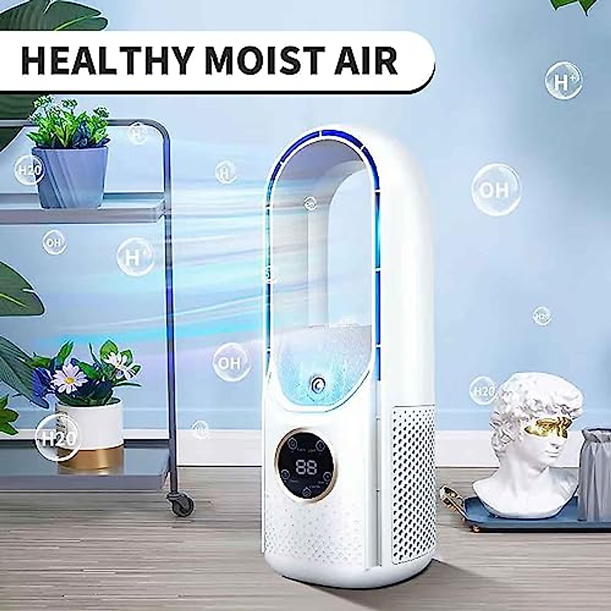 Portable Air Conditioner Leafless Fan - Air Cooler Fan, USB Personal Timing Powerful Electric Fan with 6-Speed,Humidification,Filtering,Cooling for Travel,Household,Office,Bedside,Desk (White)