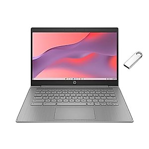 Hp Chromebook 14" HD Laptop | Intel Celeron N4120 | 4GB DDR4 | 64GB SSD | Intel UHD Graphics 600 | Chrome OS | Grey | Bundle with 64GB USB Flash Drive