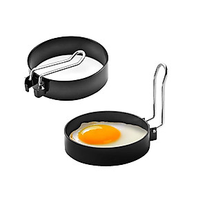 UUYYEO 2 Pieces Non Stick Egg Ring Mold Shaper Circles Egg Cooker Rings for Frying or Shaping Eggs