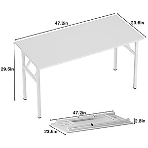 Need 47 inches Computer Desk Office Desk Folding Table with BIFMA Certification Computer Table Workstation, White AC5DW-120