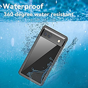 Mangix Google Pixel 6A Waterproof Case, IP68 Waterproof Dustproof Shockproof Case with Built-in Screen Protector, Full Body Rugged Protective Clear Cover for Pixel 6A 5G