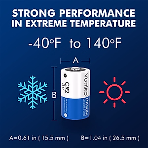 Voniko CR2 3V Lithium Batteries (4-Pack), CR2 3 Volt High Power Lithium-Battery 10 Years Shelf Life – for Video and Photo-Cameras, Equipment-Lighting, and More