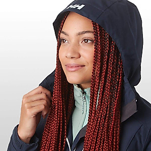 Helly Hansen Women's Long Belfast Waterproof Windproof Breathable Raincoat Jacket with Hood, 597 Navy, Small