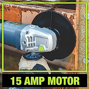 Genesis Angle Grinder 15 Amp 7 Inch 8,500 RPM Corded with 3-Position Side Handle, Wheel Guard and Grinding Wheel and 2 Year Warranty (GAG1570), Gray