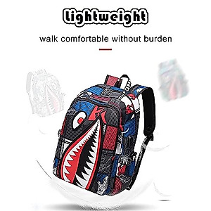 XKJFOTCY Shark Backpack for Boys, Fashion Multi-Functional Teens Bookbag, Laptop Backpack, Casual Daypack