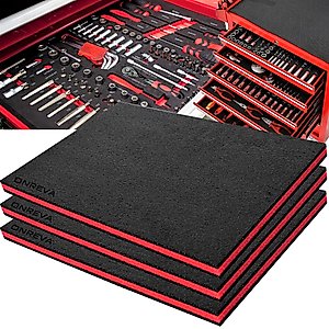 Tool Box Foam Organizer 3pack 18x12x1 inch, Toolbox Foam Inserts, Kaizen Foam Sheets, Shadow Foam Tool Organizers Tool Chest Drawer Thick Liner