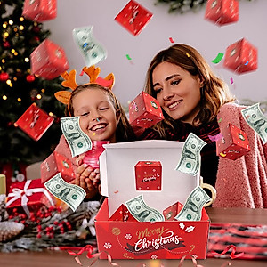 Estivaux Christmas Surprise Box for Money, Exploding Surprise Box Xmas Santa Gift Box Surprise Gift Box Red Bouncing Money Box Cash Explosion Gift Box for Present Christmas Party Supplies