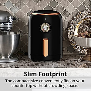 Aria Premium 2 Qt. Retro Style Ceramic Air Fryer, Black/Stainless Trim