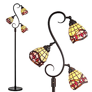 JONATHAN Y JYL8013A Walker Tiffany-Style 70.5" Multi-Light LED Floor Lamp, Tiffany, Traditional, Elegant, Office, Living Room, Family Room, Dining Room, Bedroom, Hallway, Foyer, Bronze