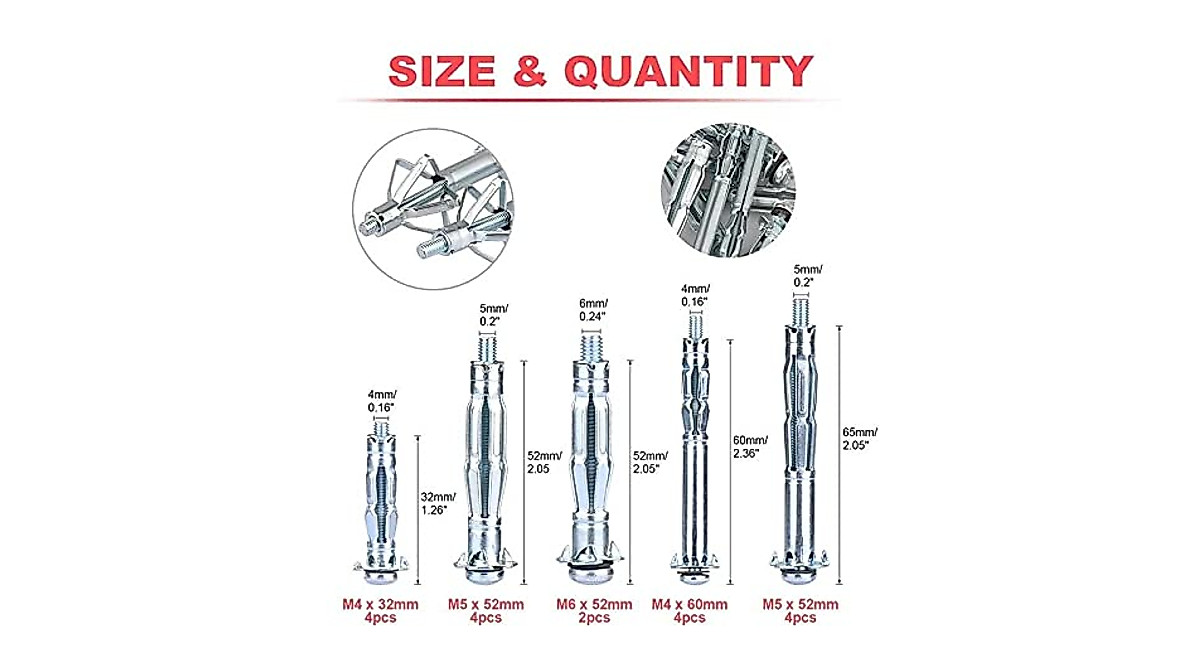 Heavy-Duty Stainless Steel Expansion Screws for 5PCS