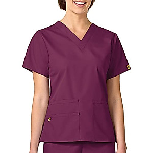WonderWink Origins Women’s Bravo V-Neck Scrub Top - Wine, XL