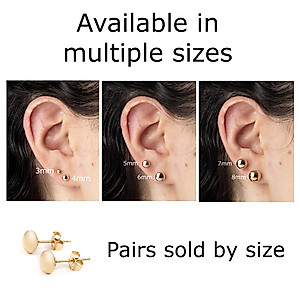 Silver Smile - 14K Solid Yellow Gold Ball Earrings for Women and Girls, Light Weight Studs, Attractive Butterfly Back Design, Ideal Gift for Loved Onces, Comes in 3mm/ 4mm/ 5mm/ 6mm/ 7mm/ 8mm