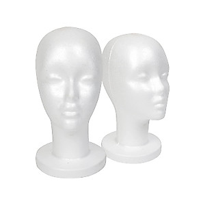 STUDIO LIMITED 11.4-Inch Styrofoam Mannequin Head (3 Pack) - White Foam Wig Stand for Wigs, Hats, Masks, Hairpieces, Arts, Crafts, DIY Projects, Salon Display, and Travel Use