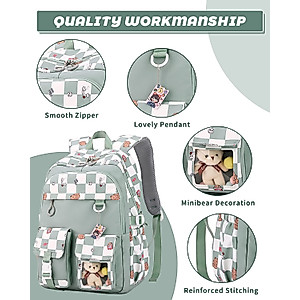 Tanou Kids Backpacks for Girls, 16 Inch Stylish Girl Bookbags with Anti-theft Pocket, 2023 Lightweight Backpack for Elementary Middle School, Green