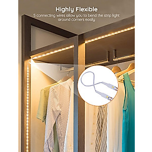 Govee Under Cabinet Lights, Motion Sensor LED Light Strip with Memory Function, 4pcs Adjustable Brightness and 3000K Warm White Closet Lights for Cabinet, Counter, Kitchen, Bedroom