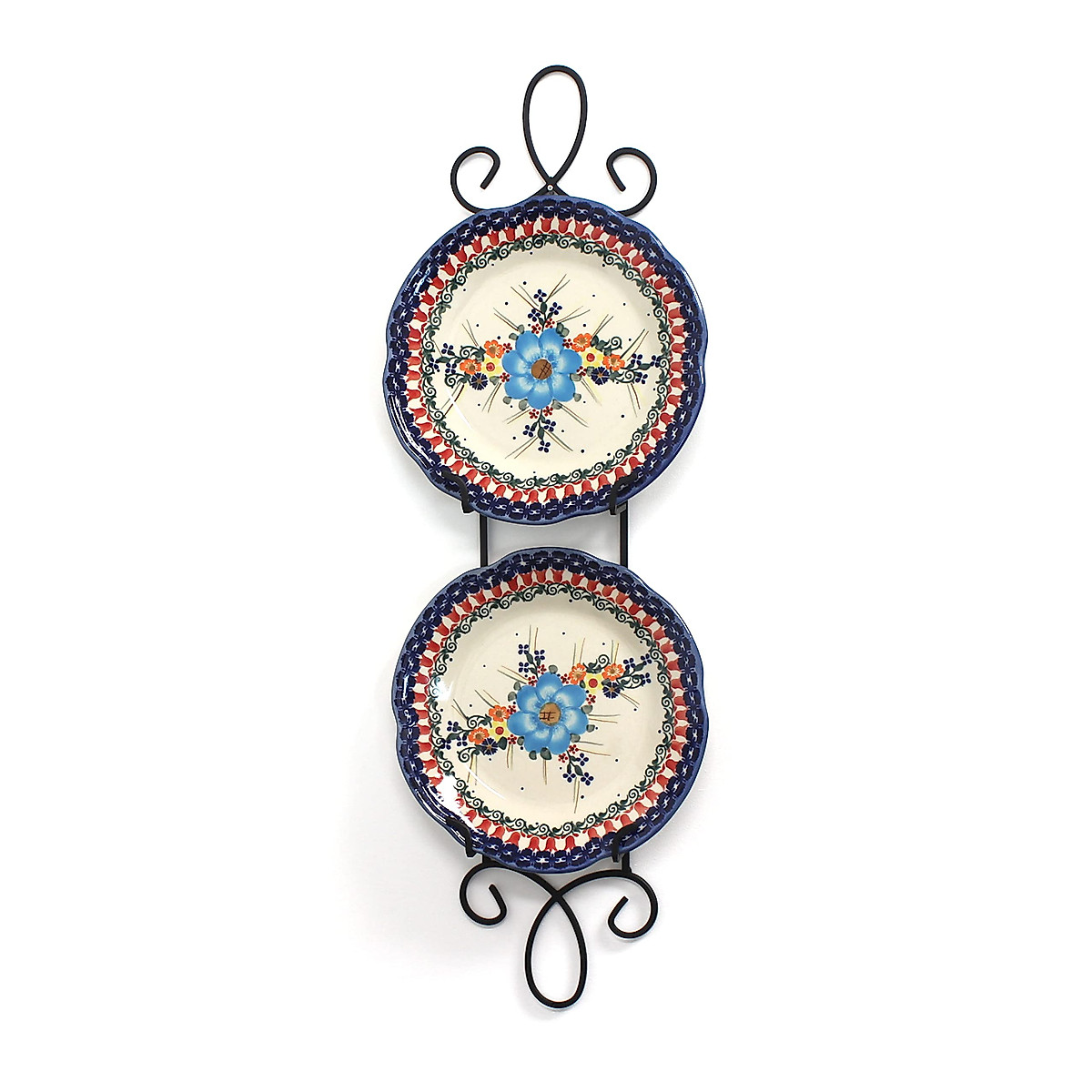 Blue Rose Polish Pottery 2 Tier Augusta Narrow Vertical Plate Rack