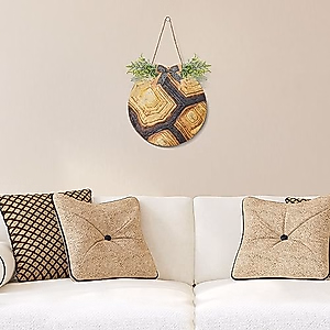 Turtle Shell Round Wood Sign Carapace Print Welcome Sign for Front Door Wreath Hanging Wall Decor Farmhouse Wooden Porch Signs Henger House Office Decoration Seasonal Holiday Gift