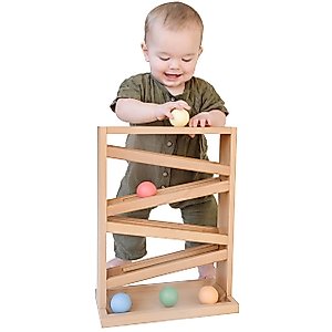 Montessori Ball Tracker Wooden Ball Drop - Wood Toys for 3 Year Old - Educational Toy for Baby and Toddler - Ball Ramp Maze Run Track - Baby Ball Drop Toy - First Birthday Gift 18 Months