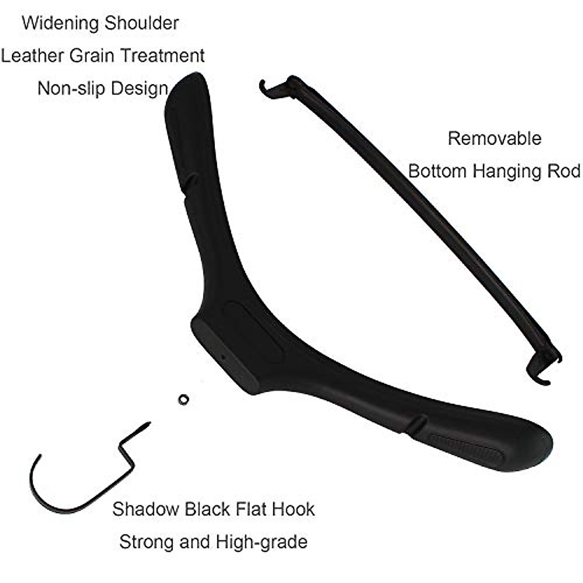 Plastic Extra Wide Suit Hangers, Pack of 15, Width: 17.7",Notched Shoulders & Swivel Hooks, Black