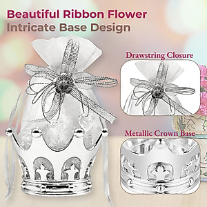JC HUMMINGBIRD JCHB 24 Pieces Fillable Silver Crown with Pouch Party Favors