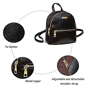 Donalworld Women Floral School Bag Travel Cute PU Leather Mini, Blak, Size Small